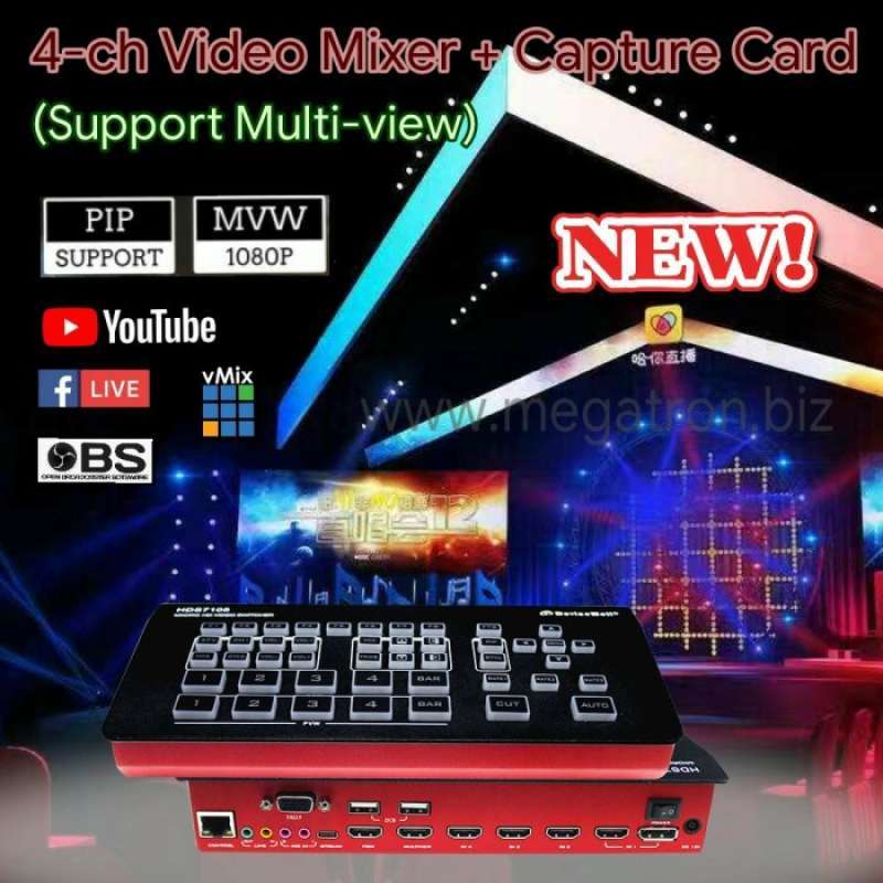 Promo Live Streaming Video Mixer + Capture (4 X Hdmi Input + 1 Dp Input ...