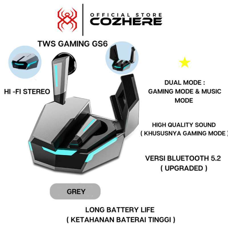 Promo Headset Gaming Tws Bluetooth Wireless Gaming Game Mode Gs6 Diskon ...