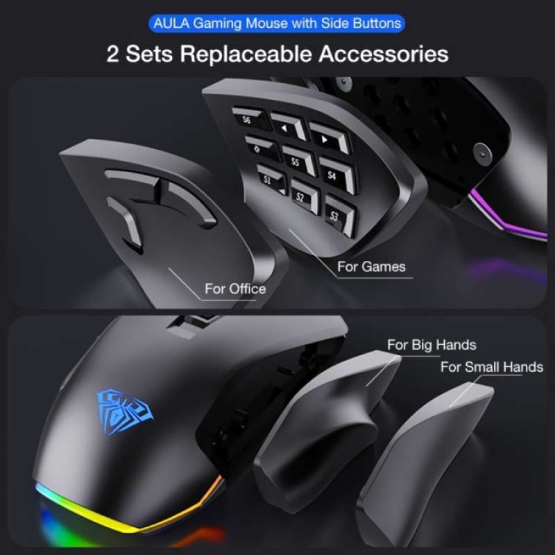 Promo Mouse Gaming Slide Button Aula H-510 Magnetic Rgb 2 Sets Accesses ...