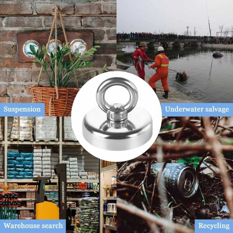 Jual Hysamta Magnet Gantungan Round Hook Strong Neodymium 46kg 36mm M6 ...