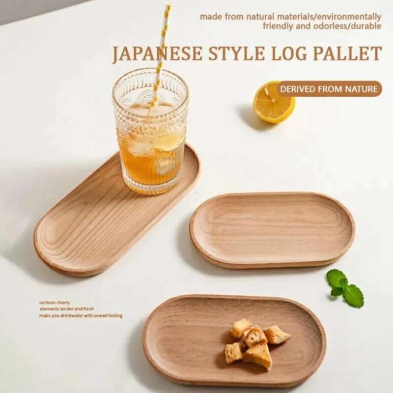 Jual Kuelxv Piring Kayu Solid Oval Japanese Wooden Dessert Plate 1pcs ...