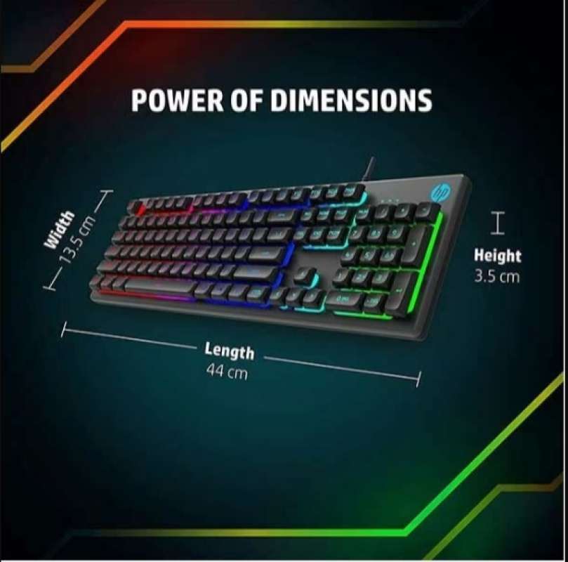 Jual Hp K500 Keyboard Office Gaming (rainbow Backlight, Round Keycap ...