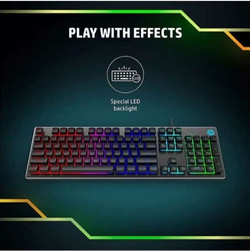 Jual Hp K500 Keyboard Office Gaming (rainbow Backlight, Round Keycap ...