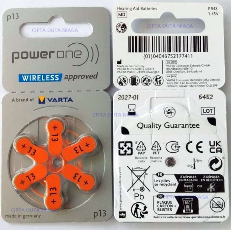 Jual Baterai Alat Bantu Dengar,hearing Battery,power One 13(p13) Di Seller More-id - Cengkareng ...