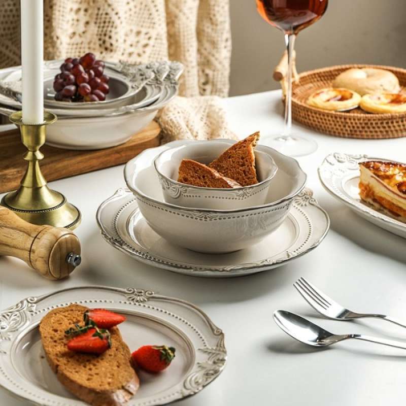 Promo Mila Embossed Plate / Piring Mangkok Makan Keramik Emboss Klasik ...