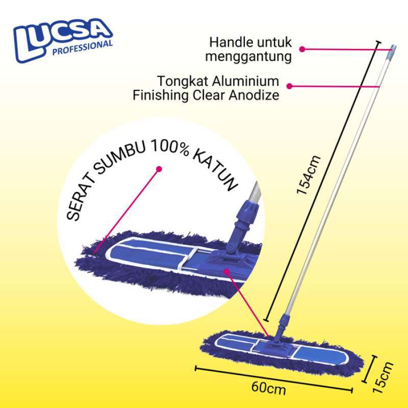 Promo Lucsa Pro Sapu Lobi 60cm Lobby Duster Pel Lantai Tongkat ...