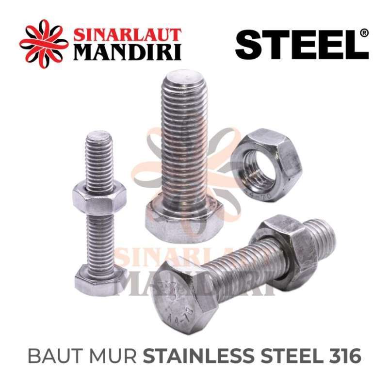 Jual Baut Mur Stainless Steel 316 / Bm Ss / Plated Bolt & Nut M5 X 50 ...