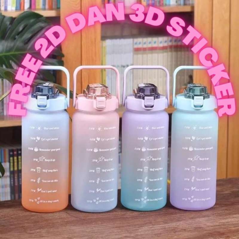 Promo Botol Air Viral 2 Liter Kapasitas Besar Gratis Sticker 2ddan ...
