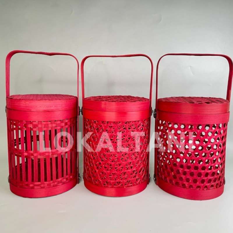 Promo Hampers Bambu/keranjang Anyaman/anyaman Rantang/segienam Merah ...