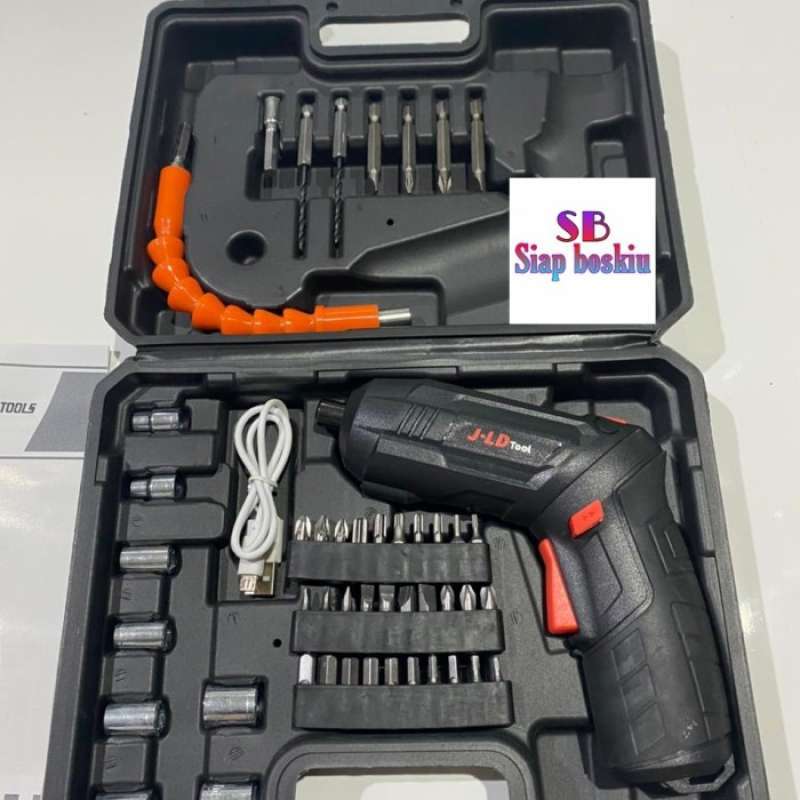 Promo Bor Obeng Cordless Screwdriver Full/toolkit 4.2v Jld 47pcs Diskon ...