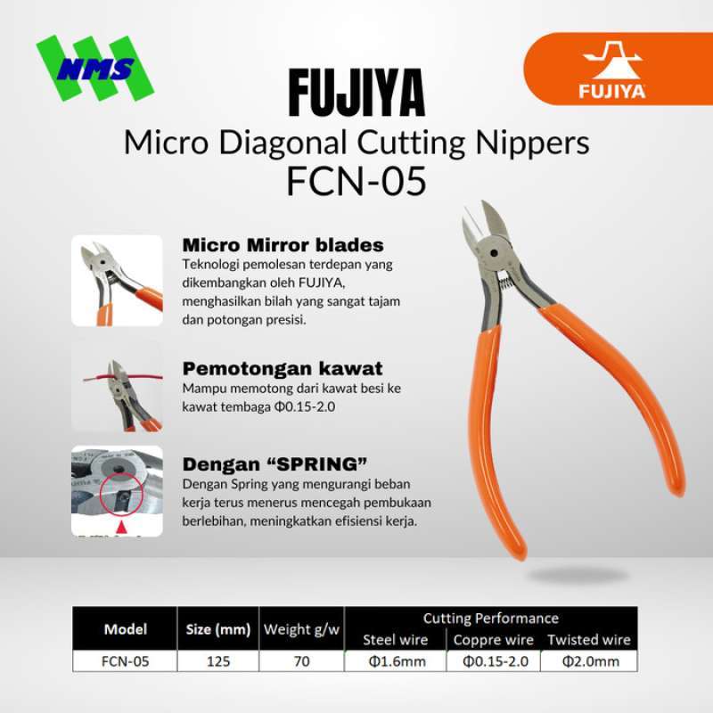 Promo Tang Potong Micro Diagonal Cutting Nippers 5 Inch 125mm Fcn-05 Fujiya Diskon 23% Di Seller ...