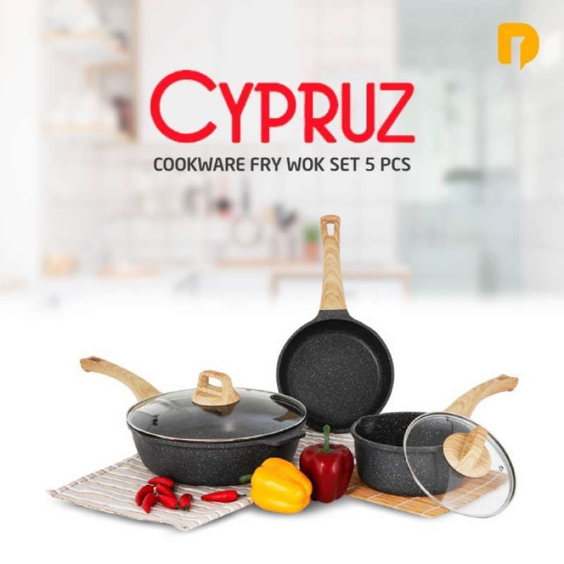 Promo Panci Cypruz Cookware Fry Wok Set Of 5pcs Diskon 23% Di Seller ...