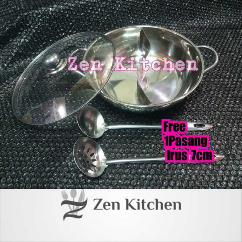 Promo Panci Shabu Shabu 2 Sekat Panci Suki Stainless 28cm Diskon 23% Di ...