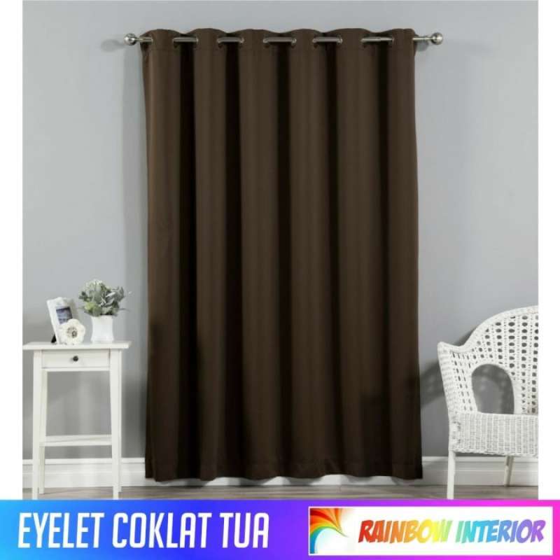 Promo Gorden/ Tirai / Hordeng Minimalis Coklat Tua Eyelet T250 Baru ...