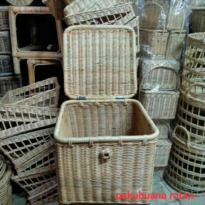 Promo Keranjang Rotan Hendle Tutup - Box Rotan Penyimpanan Baru Diskon ...