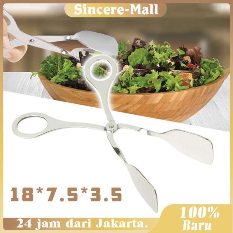 Jual Capitan Makanan Stainless Steel Jepitan Roti Flat Scissor Tongs Di ...