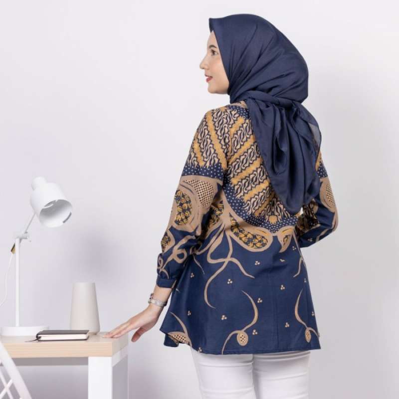 Jual Anggun Atasan Wanita Blouse Batik Kerja Modern Kancing Busui ...