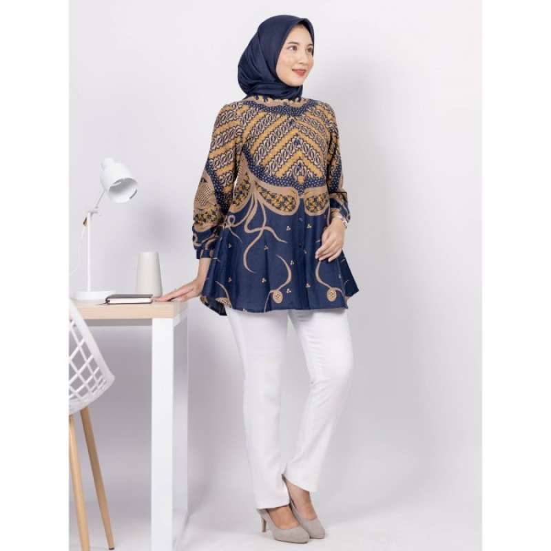 Jual Anggun Atasan Wanita Blouse Batik Kerja Modern Kancing Busui ...