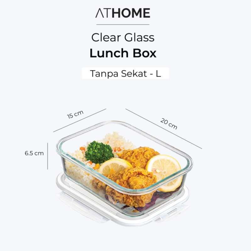 Jual Athome Clear Glass Lunch Box / Kotak Makan Kaca Kedap Udara Anti ...