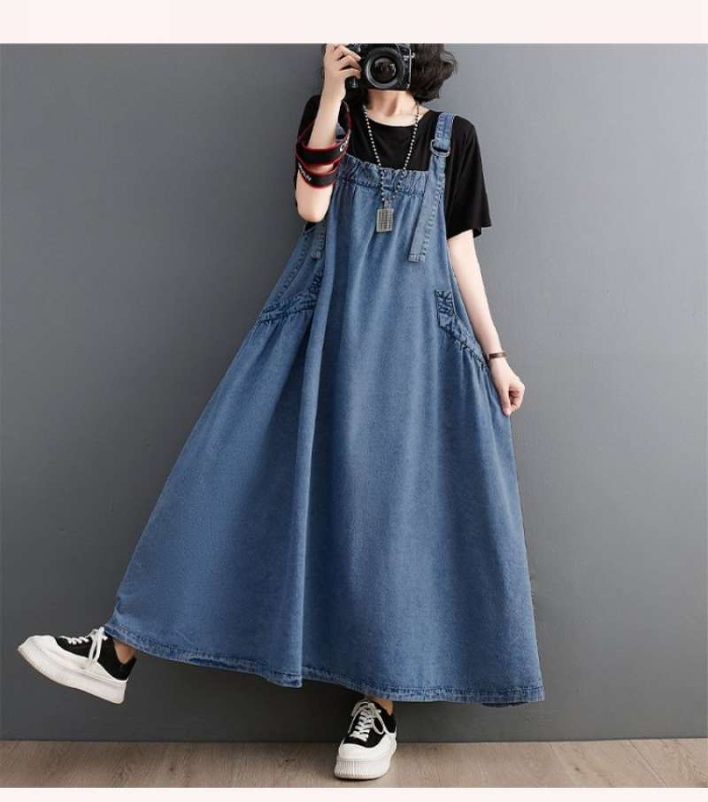 Jual Lc300 Premium Oversized Jeans Jumpsuit Rok Polos - Biru Muda Xl Di ...