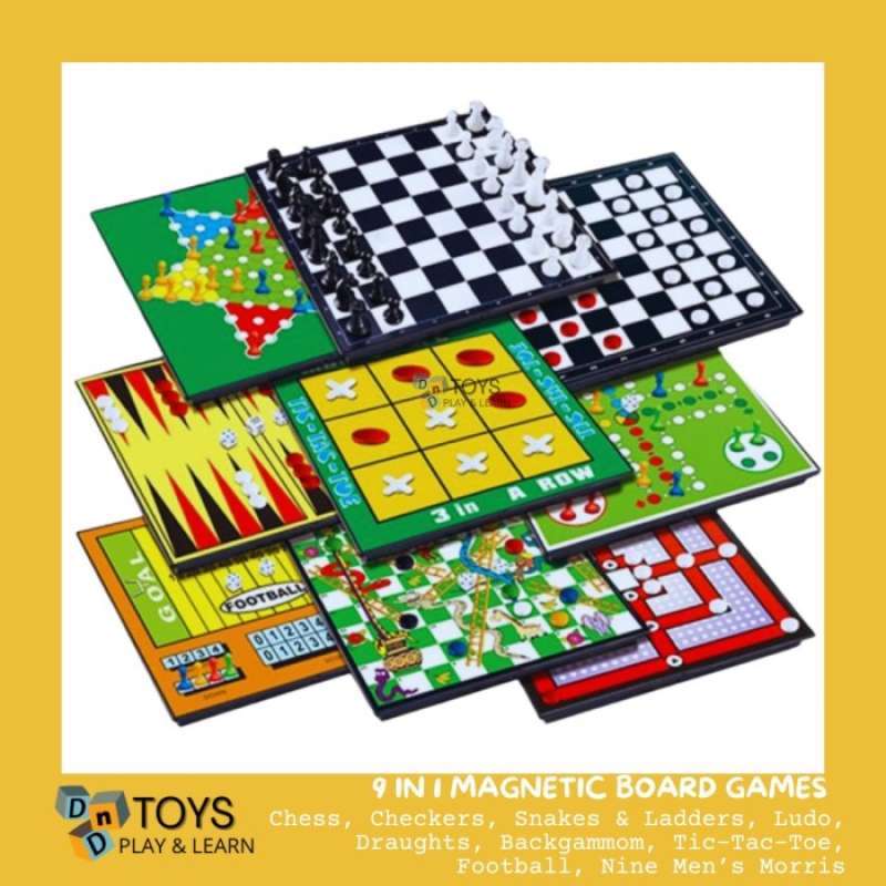Promo Mainan Anak Family Magnetic Board 9 Games Catur Ular Tangga Ludo ...
