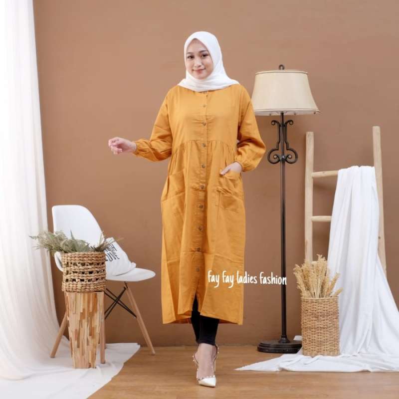 Jual Midi Dress Katun Linen Rami Premium / Pokita Midi Dress Katun ...