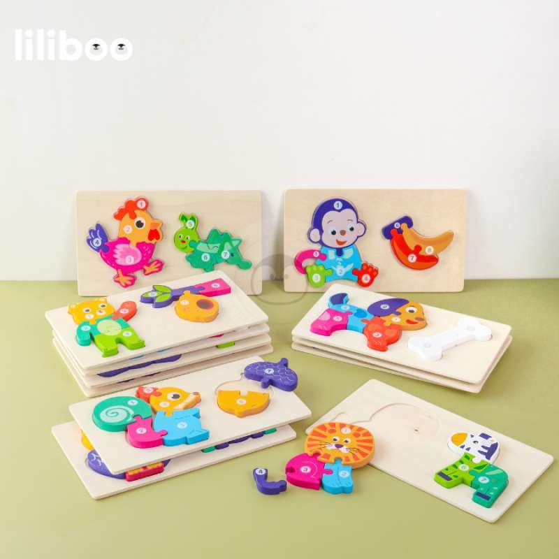 Promo Liliboo Miyu Mainan Edukasi Anak Montessori Puzzle Balok Kayu 3d ...