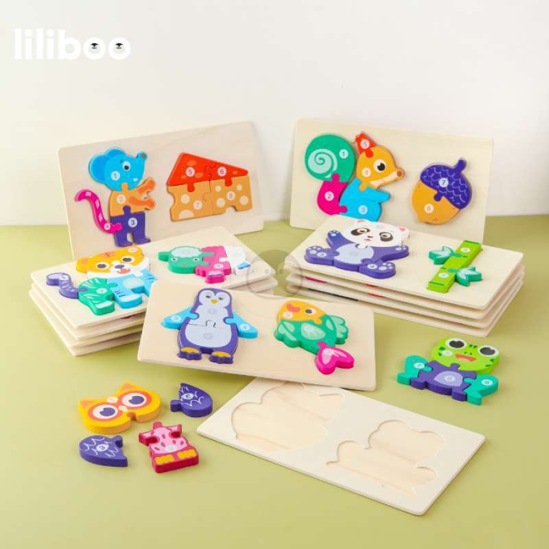 Promo Liliboo Miyu Mainan Edukasi Anak Montessori Puzzle Balok Kayu 3d ...