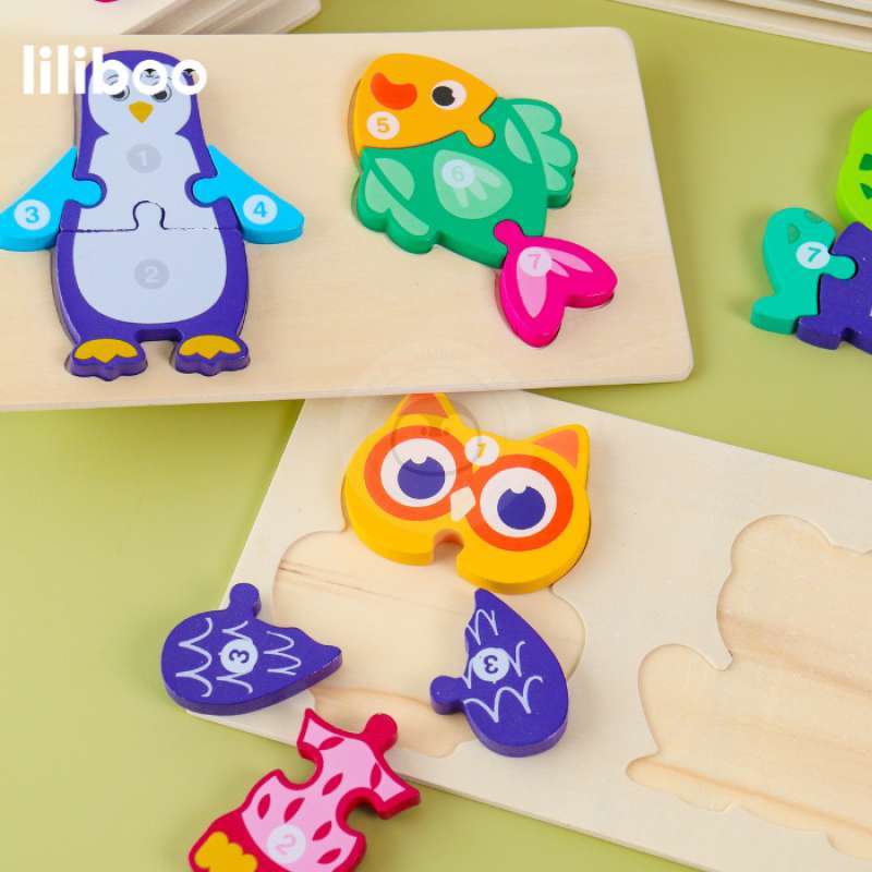 Promo Liliboo Miyu Mainan Edukasi Anak Montessori Puzzle Balok Kayu 3d ...