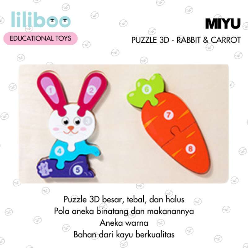 Promo Liliboo Miyu Mainan Edukasi Anak Montessori Puzzle Balok Kayu 3d ...