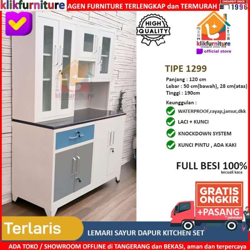 Jual Lemari Sayur Besi Kitchen Set Besi Rak Dapur Full Besi 3 Pintu ...