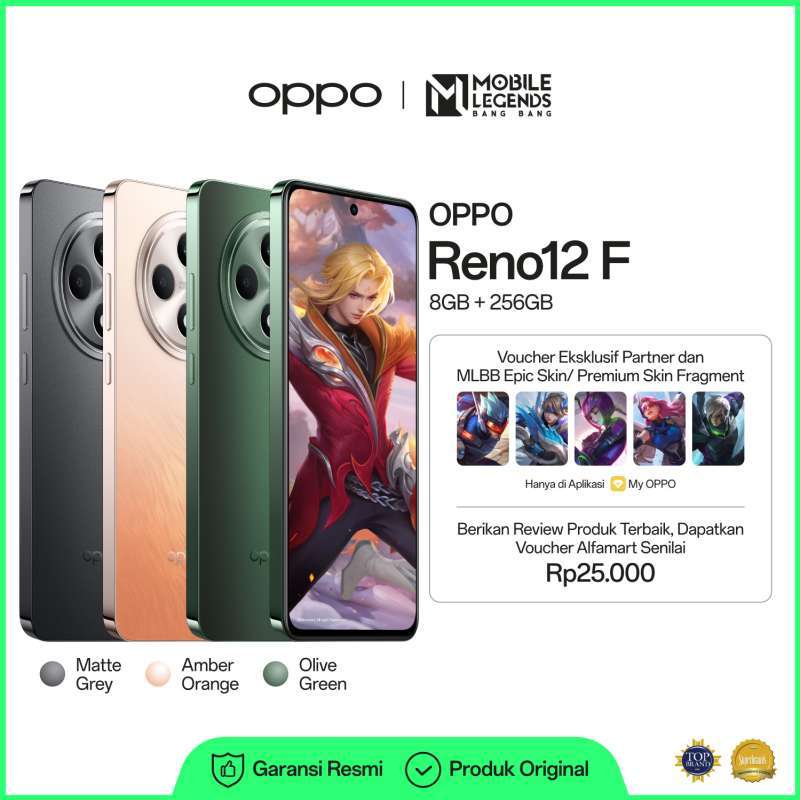 Promo [new Launch] Oppo Reno12 F 4g 8gb/256gb - Amber Orange Diskon 7% ...