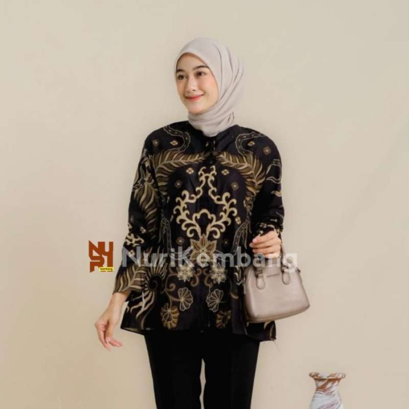 Promo Batik Wanita Asj Sa Hrb026 Cepoko Kemeja Hitam Pendek - Sopal ...