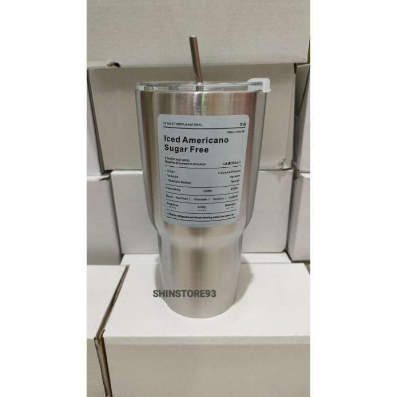 Jual Tumbler 900ml Americano Stainless Stell Free Sedotan - Am Silver 600ml Di Seller Sentry ...