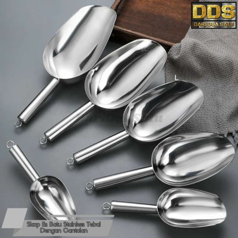 Jual Sekop Es Batu Stainless Steel Tebal With Hook Sendok Tepung Beras ...