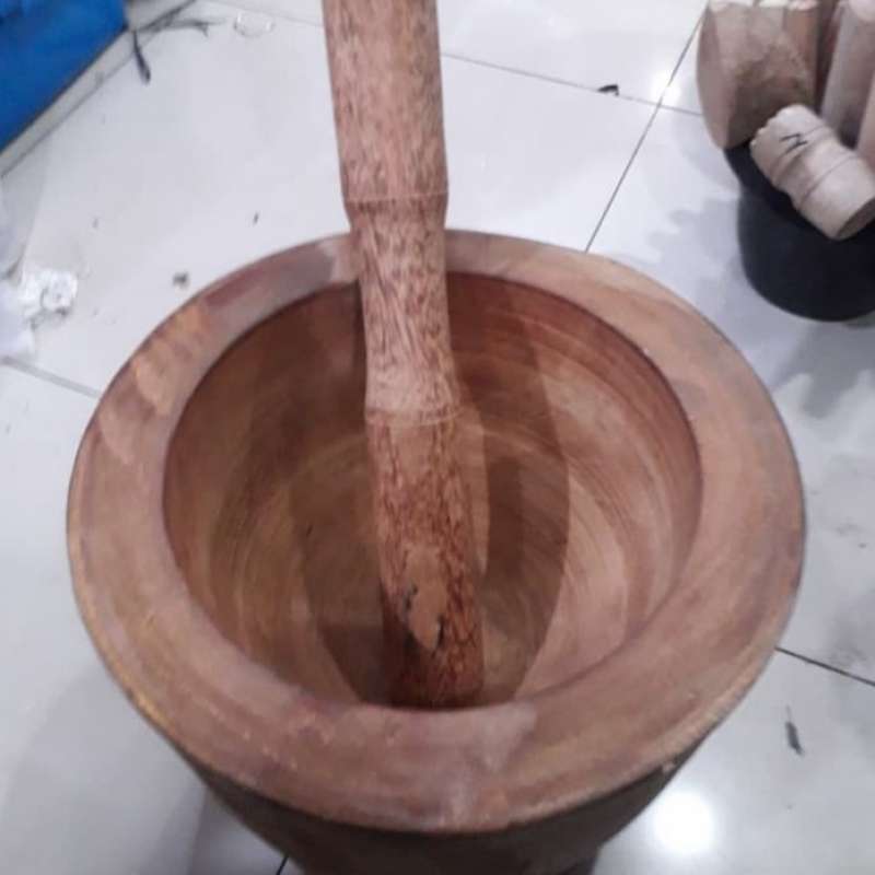 Jual Lumpang Kayu Tumbukan Besar 26 Cm +alu Tumbukan Aren Di Seller ...