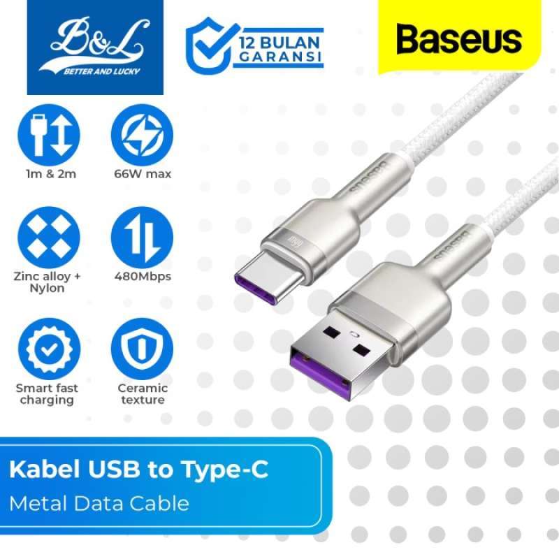 Jual Baseus Kabel Data Usb To Type-c 66w Fast Charging Metal Data Cable - Putih 1m Di Seller Bnl ...