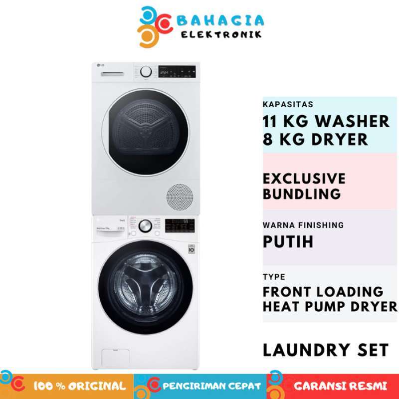 Promo Lg Paket Laundry Mesin Cuci Front Loading 11 Kg + Dryer Heatpump 8kg Diskon 23% Di Seller ...