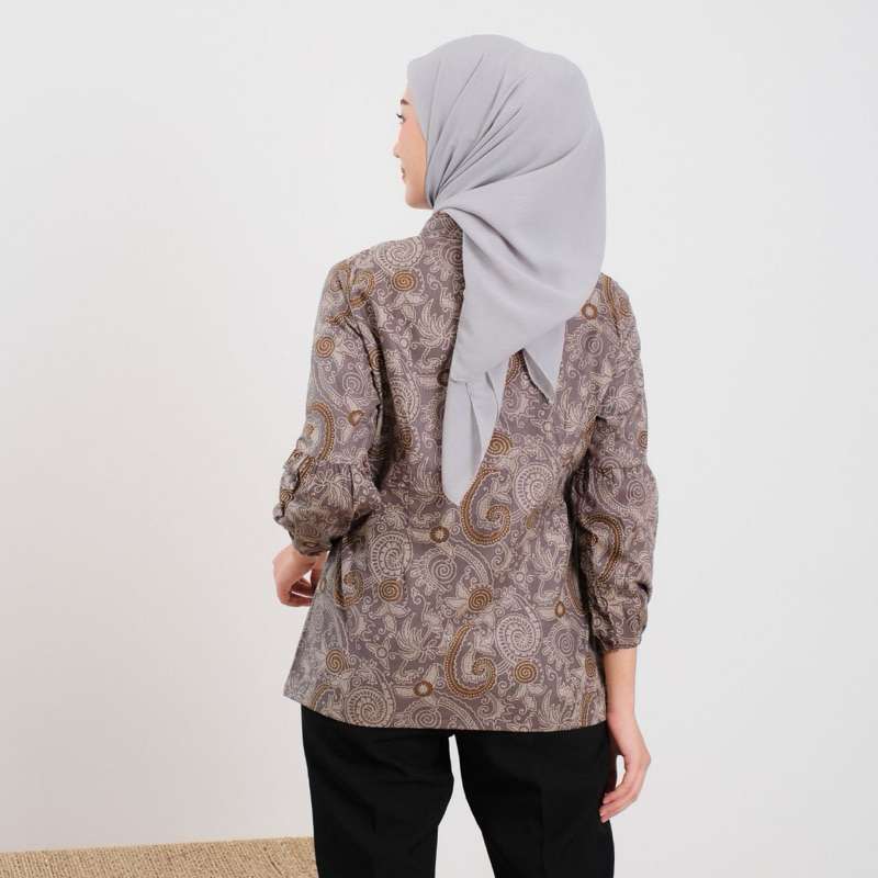 Promo Batik Wanita Asj Sa Hrb026 Kenongo Kemeja Tosca Pendek - Keong Abu Xxl Diskon 2% Di Seller ...