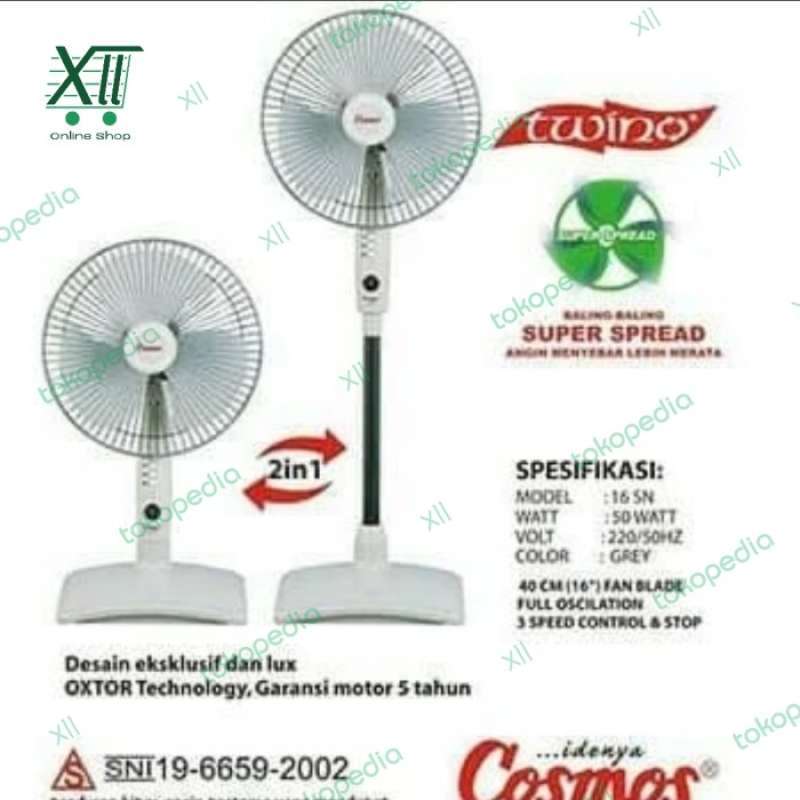 Promo Cosmos 16~sn Twino Electric Fan 2 In 1 Kipas Angin 16 Inch Stand ...