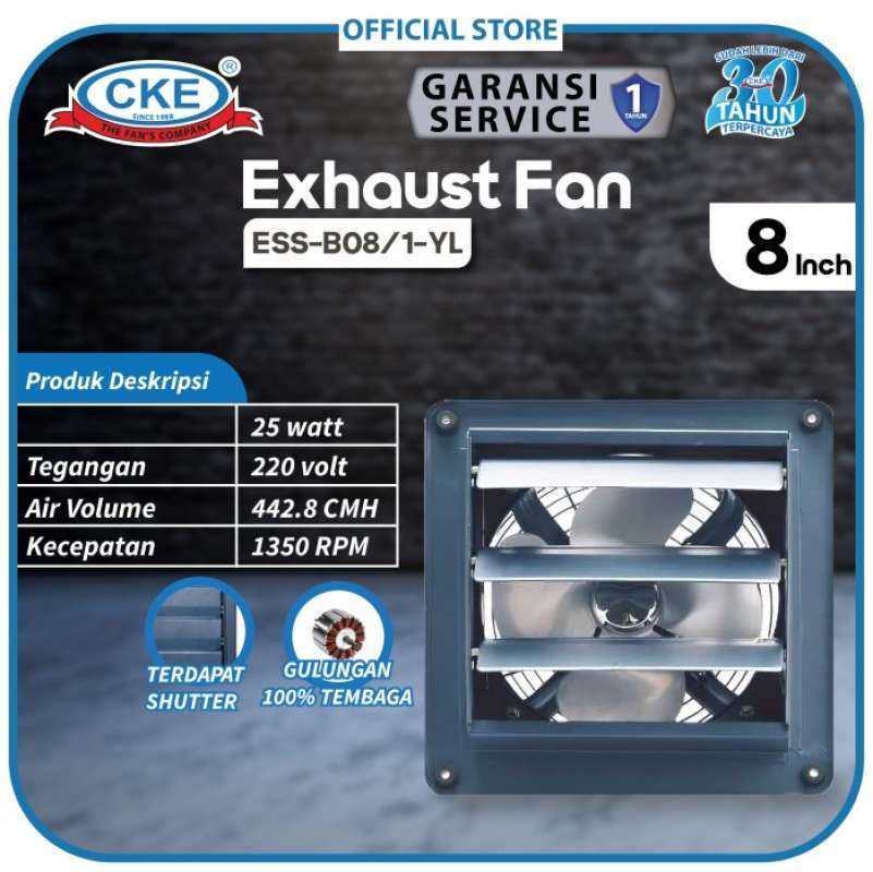 Promo Exhaust Fan Cke Standard Shutter Bn 8 Inch Fan Rumah Toilet Eksos Diskon 23% Di Seller ...