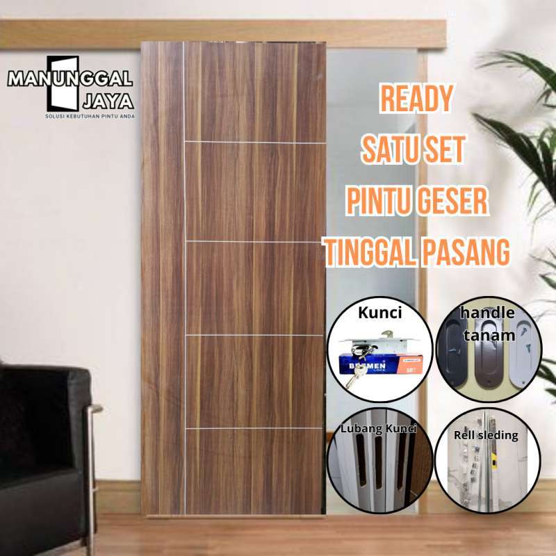 Jual Pintu Geser Satu Set Siap Pasang Ready - Zigzag Hitam 80 X 200 Di ...