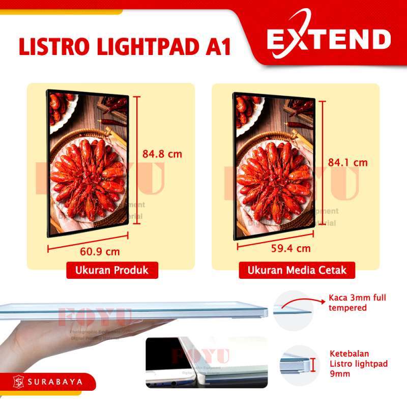 Jual Led Slim Light Pad Display Wall Poster Banner Neon Box Tipis Menu ...