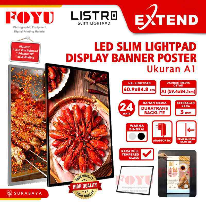 Jual Led Slim Light Pad Display Wall Poster Banner Neon Box Tipis Menu ...