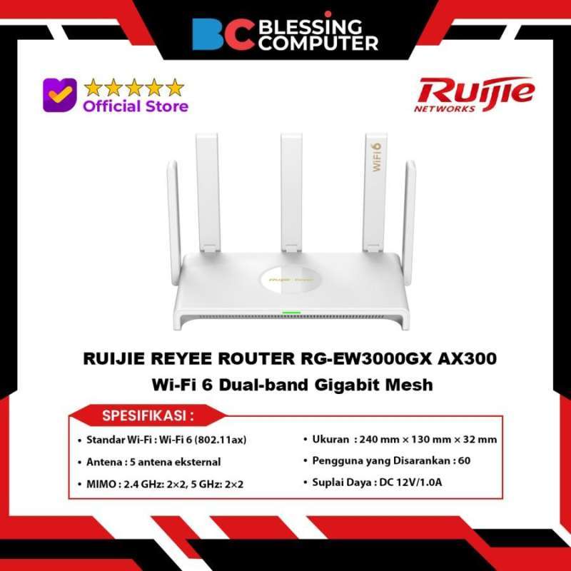 Jual Ruijie Reyee Router Rg-ew3000gx Ax300 Wi-Fi 6 Dual-band Gigabit ...