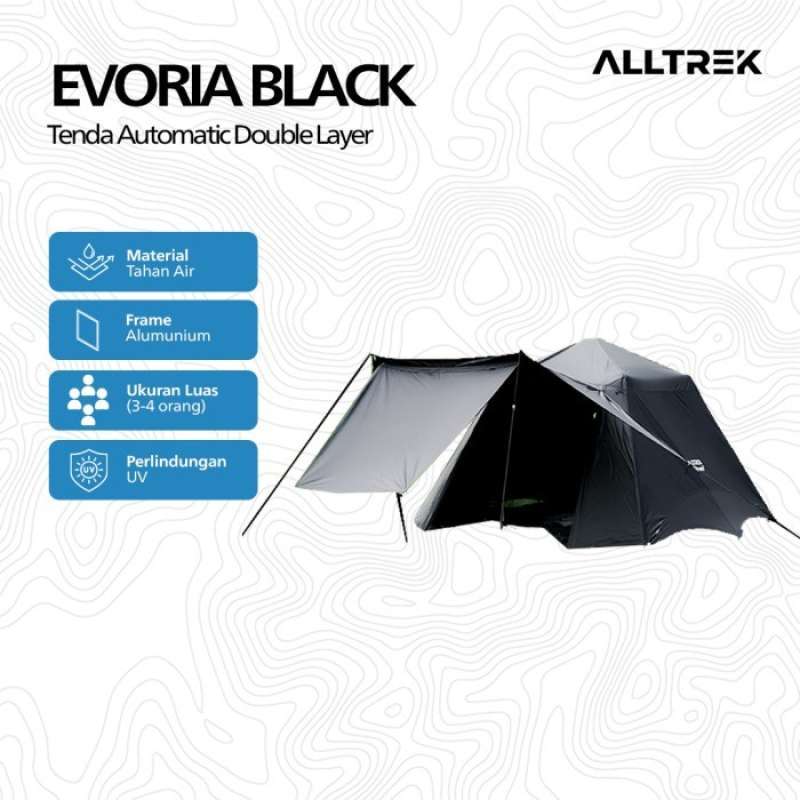 Jual Alltrek Tenda Camping Evoria Black Automatic Tent Double Layer 3-4 ...