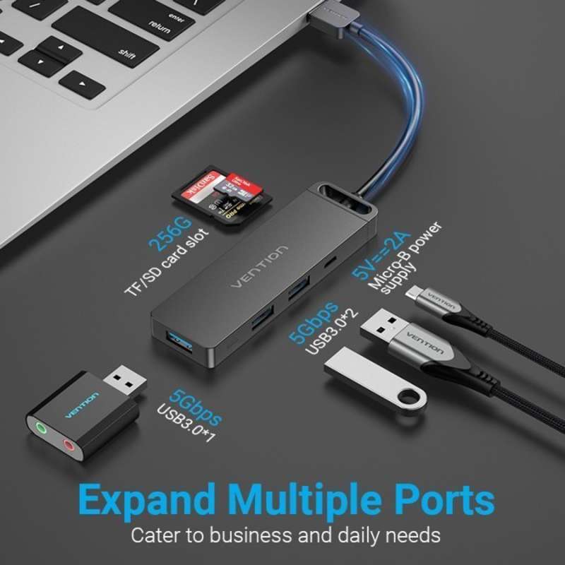 Jual Vention USB Hub 3.0 Male To USB 3.0 4 Port Female With Power ...