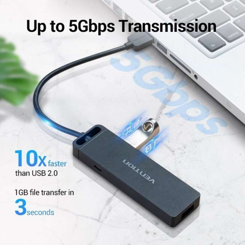Jual Vention USB Hub 3.0 Male To USB 3.0 4 Port Female With Power ...
