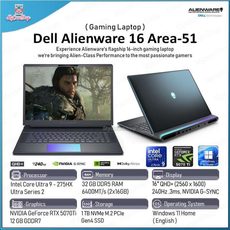 Jual Dell Alienware 16 Area-51 Ultra 9 275hx 32gb RAM 1tb Ssd Rtx 5070 ...