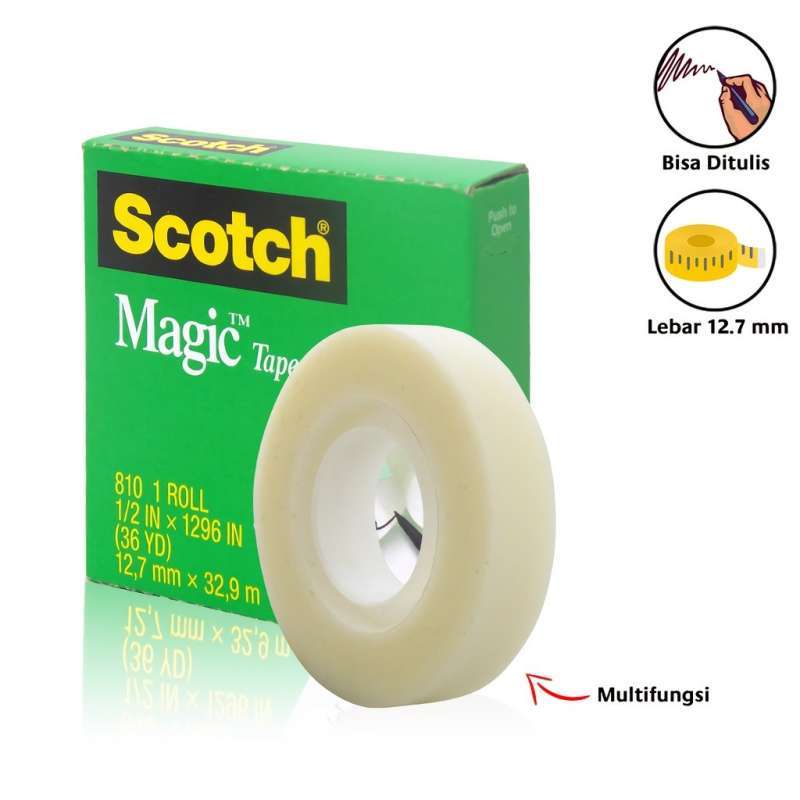 Jual 3m Scotch Magic Tape 810 , 1/2 Inch X 36 Yard 12.7 X 32.9 Mm ...